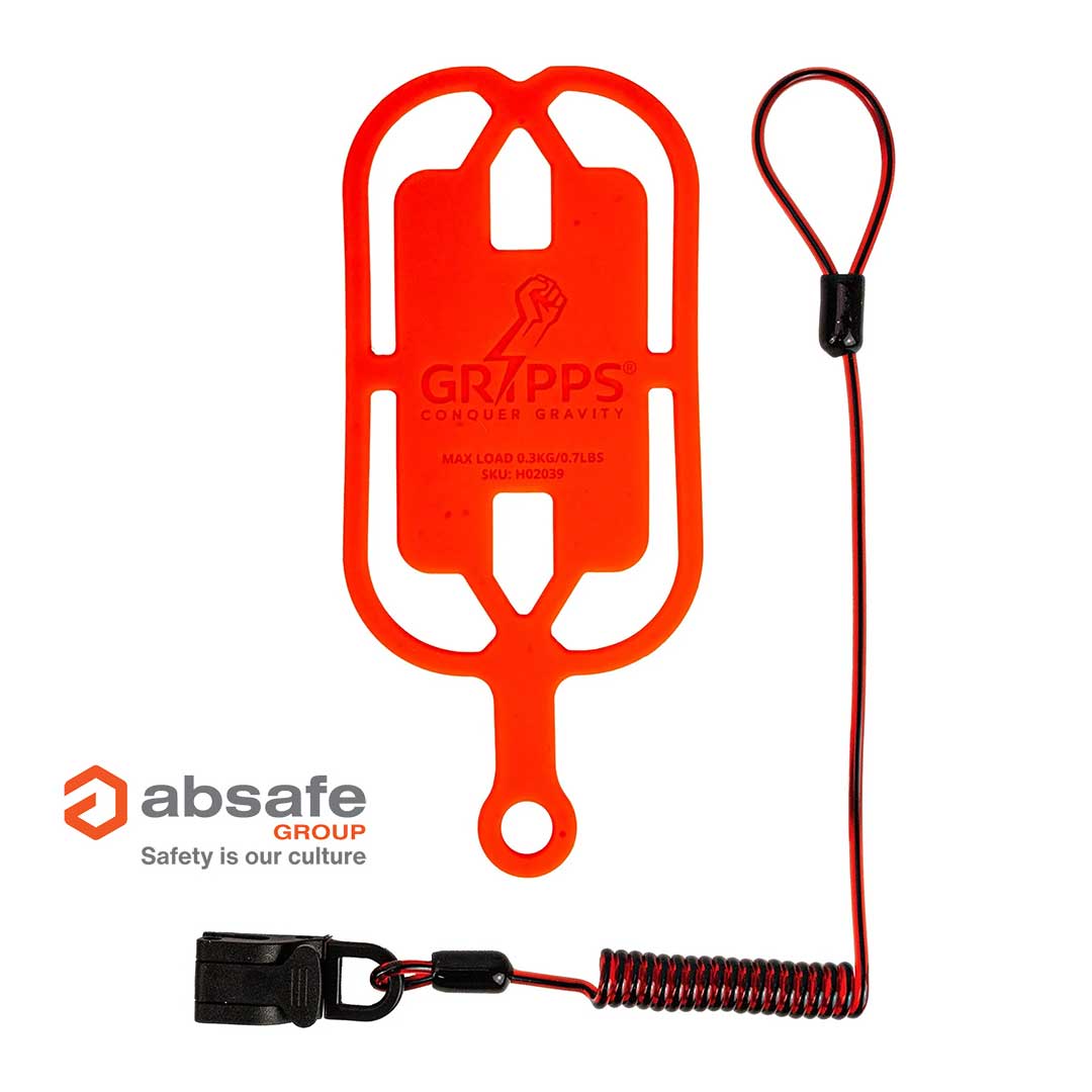 Gripps Phone Gripper With Coil Tether (Non-Conductive) – Absafe